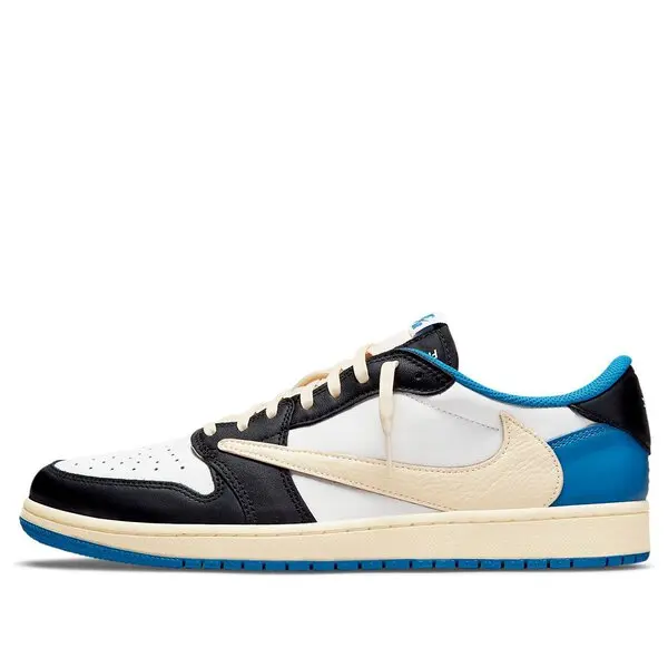 JORDAN 1 Low Fragment Design X Travis Scott - Sail/black/military Blue