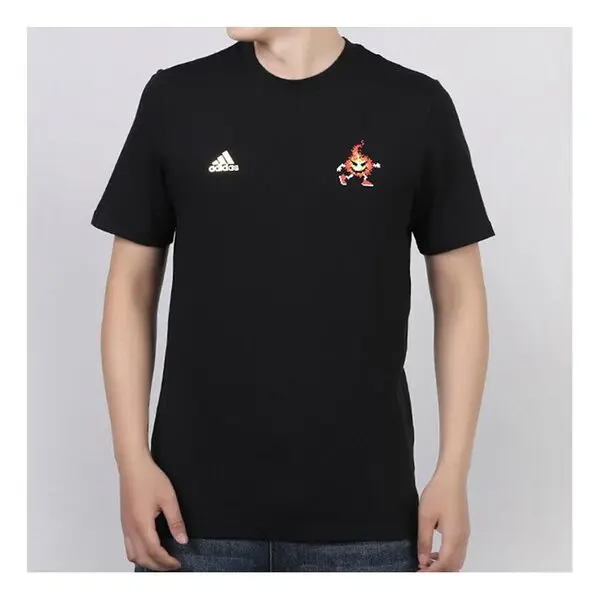 Adidas 8-bit Embroid. Round Neck Printing Short Sleeve - Black