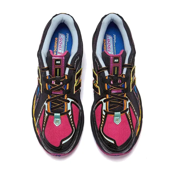 NEW BALANCE 1906r "neon Nights" Lace-up Sneakers - Black/pink/yellow