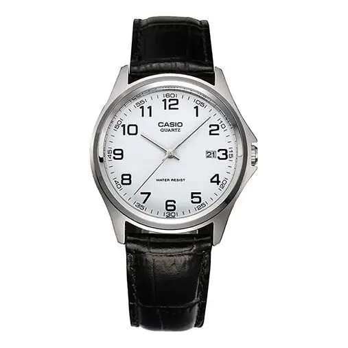 Casio Analog Quartz Watch With Leather Strap - Silver