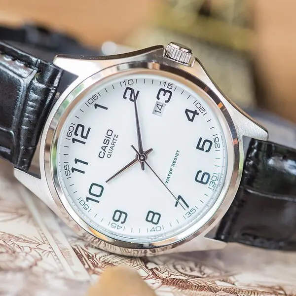 Casio Analog Quartz Watch With Leather Strap