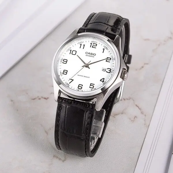 Casio Analog Quartz Watch With Leather Strap