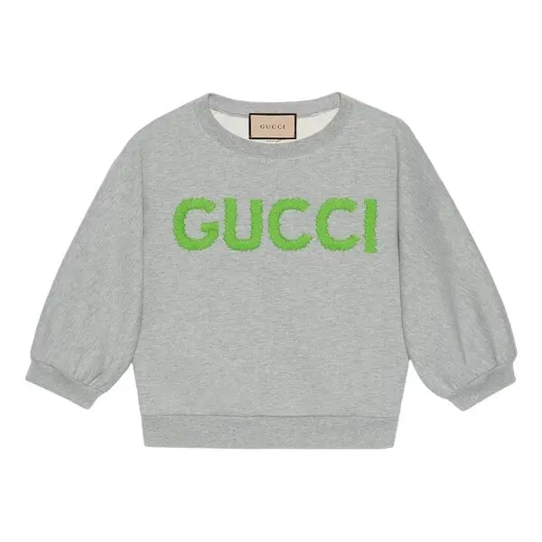 Gucci Cotton Jersey Cropped Sweatshirt - Grey