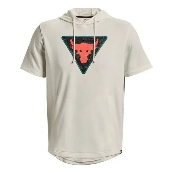 Under Armour Project Rock Terry Short Sleeve Hoodie 'cream White