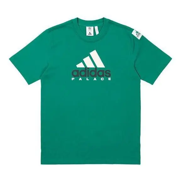 Adidas X Palace Crossover Fw22 Alphabet Logo Printing Round Neck Short Sleeve T-shirt - Green