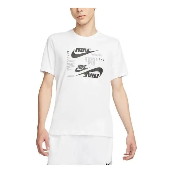 Nike Logo Printing Round Neck Short Sleeve White T-shirt - Default Color