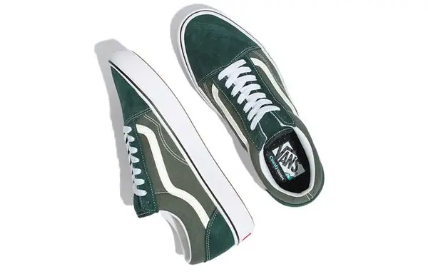 VANS Old Skool Lace-up Sneakers - Green/white