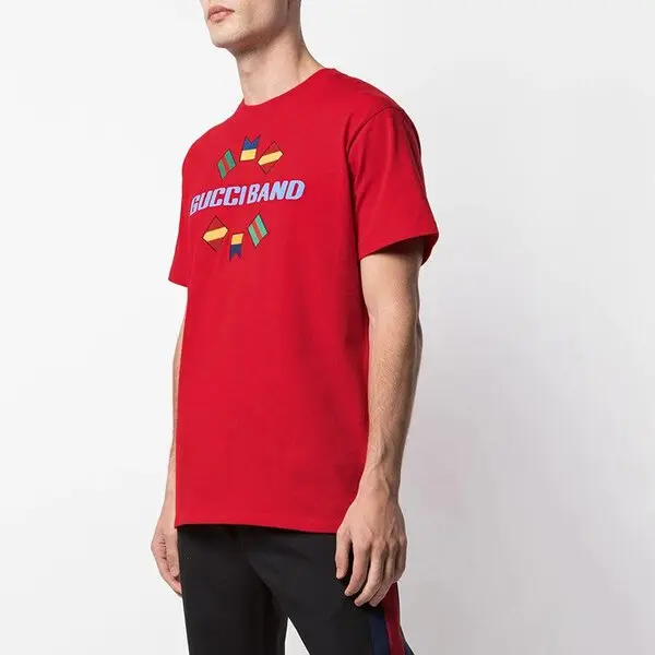 Gucci Band Embroidered Large Logo Short Sleeve - Red