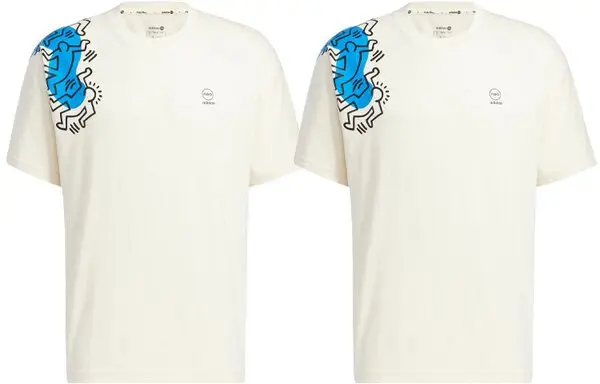 Adidas X Keith Haring Crossover Ss22 Cartoon Pattern Printing Round Neck Short Sleeve White