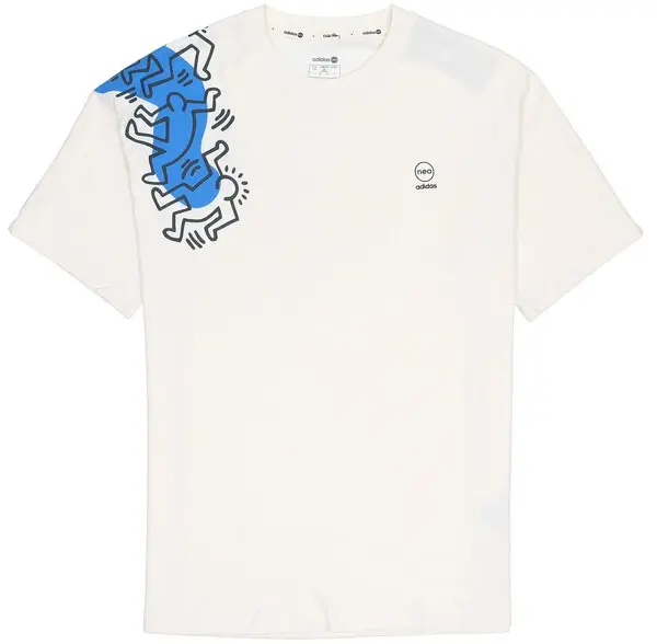 Adidas X Keith Haring Crossover Ss22 Cartoon Pattern Printing Round Neck Short Sleeve White