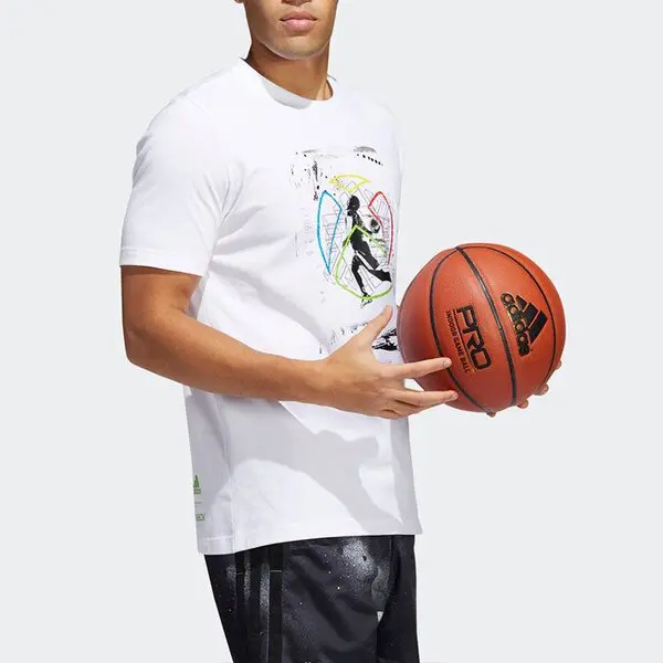 Adidas Casual Breathable Printing Round Neck Short Sleeve White