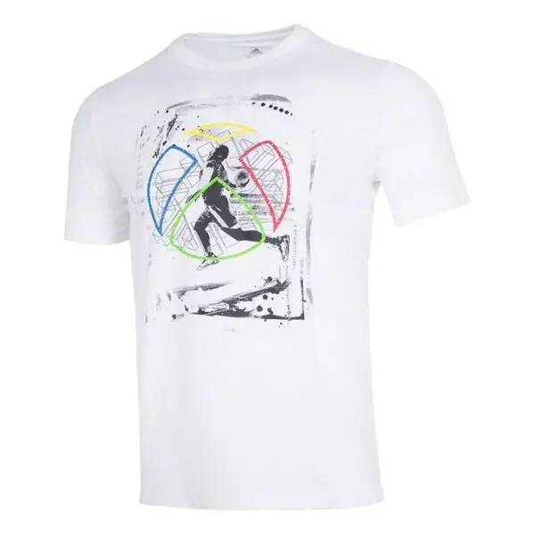 Adidas Casual Breathable Printing Round Neck Short Sleeve White - Default Color