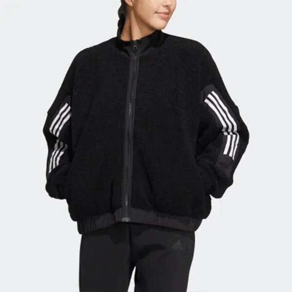 Adidas Contrasting Stripe Fleece Jacket