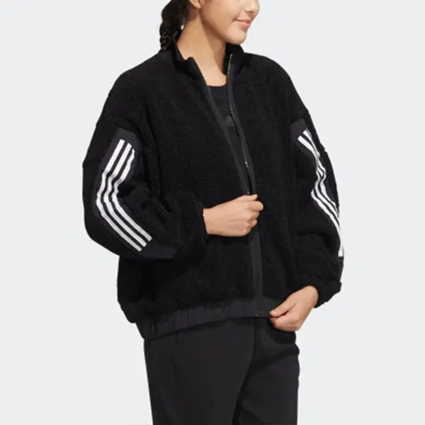 Adidas Contrasting Stripe Fleece Jacket