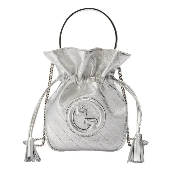 Gucci Blondie Mini Bucket Bag In Leather - Silver
