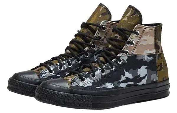 CONVERSE Chuck 70 Hi Patchwork Blocked Camouflage Sneakers - Black/camo