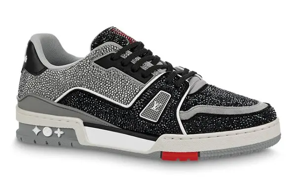 LOUIS VUITTON Embellished Trainer Sneakers - Grey/white/black