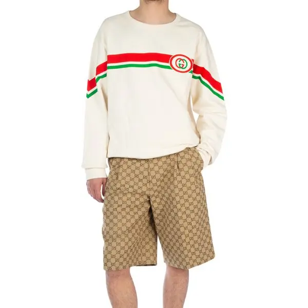 Gucci Striped Printed Pullover Long Sleeve - White