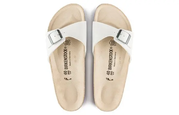 BIRKENSTOCK Madrid Birko-flor Narrow Fit Single Strap Slide Sandals - White