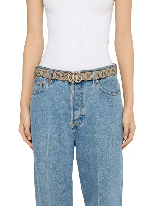 Gucci Gg Marmont Reversible Belt - Beige
