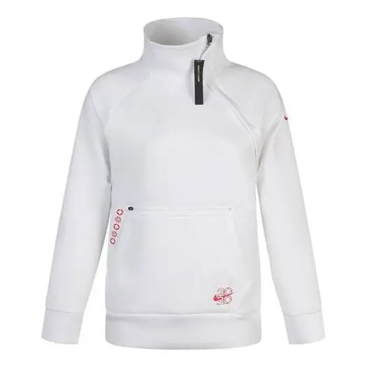 Nike Dri-fit Fleece Crew Top 'white - White/red