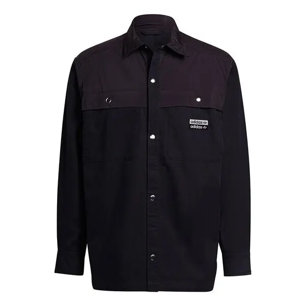 Adidas Originals Fashion Shirt Leisure Sports Long Sleeve - Black