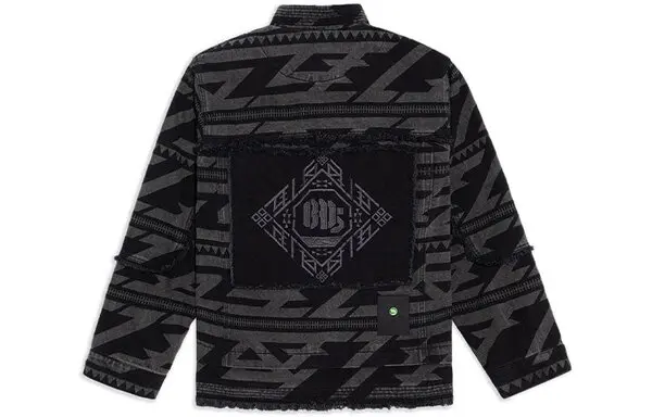 LI-NING Badfive Series Full Print Loose Washed Denim Jacket