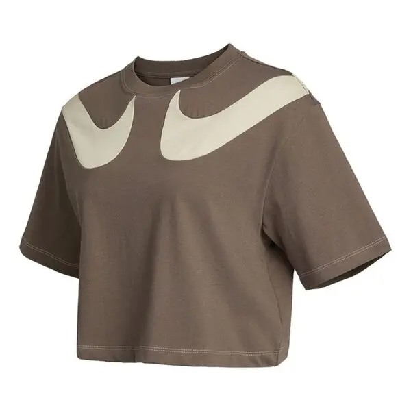Nike Swoosh Graphic Cropped T-shirt - Brown