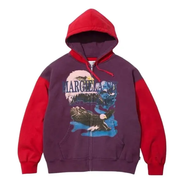 Supreme X Mm6 Maison Margiela Eagle Zip Up Hooded Sweatshirt - Red