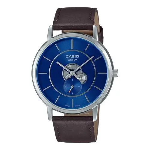 Casio Stainless Steel Case Watch With Leather Band - Blue