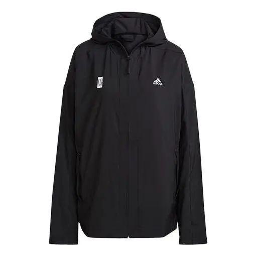 Adidas Wj Wb Series Sports Hooded Windbreaker Jacket - Black