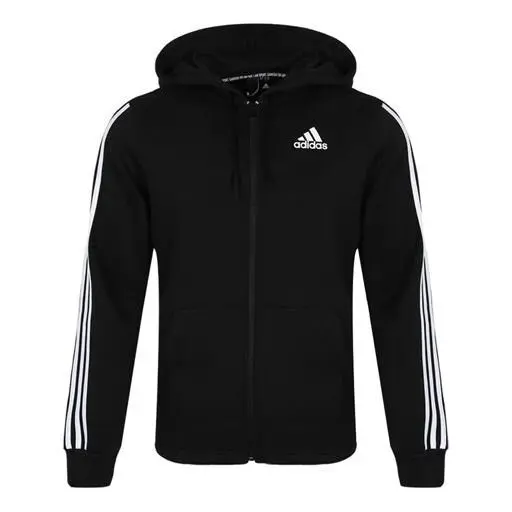 Adidas Fleece Lined Hooded Knit Jacket - Black