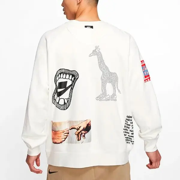 Nike Graffiti Print Crewneck Pullover - White