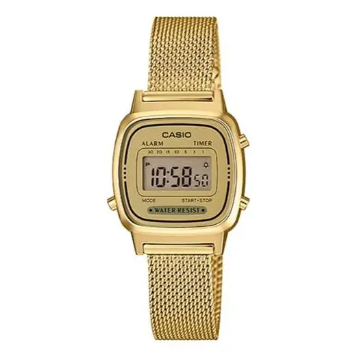 Casio Digital Quartz Watch With Mesh Band - Gold