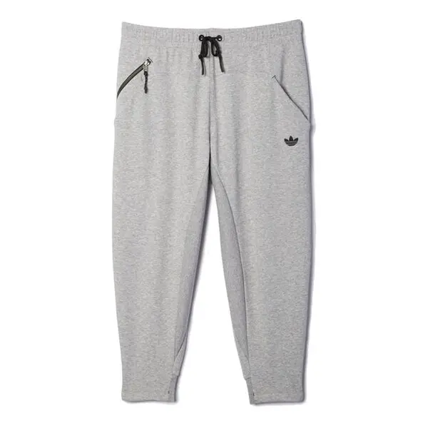 Adidas Originals Athleisure Casual Sports Knit Cropped Pants Gray - Grey