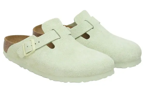 BIRKENSTOCK Boston Soft Footbed Suede Leather Sandals - Green