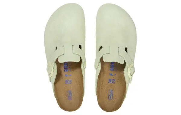 BIRKENSTOCK Boston Soft Footbed Suede Leather Sandals - Green