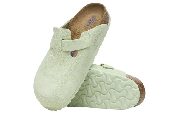 BIRKENSTOCK Boston Soft Footbed Suede Leather Sandals - Green