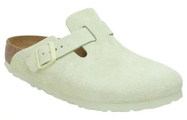 BIRKENSTOCK Boston Soft Footbed Suede Leather Sandals - Green