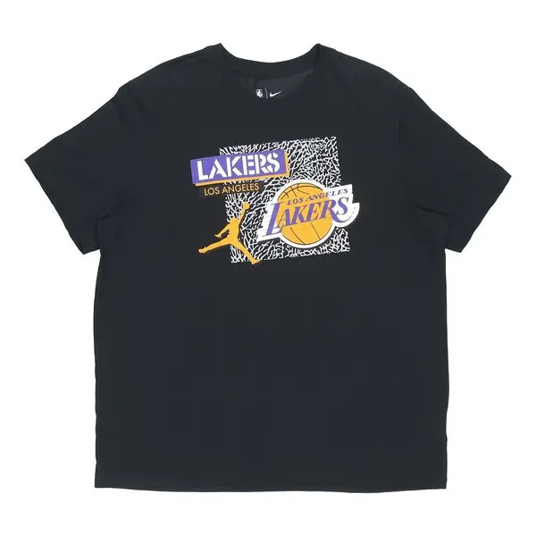 JORDAN Dri-fit Nba Los Angeles Lakers Printing Basketball Sports Round Neck Short Sleeve - Black