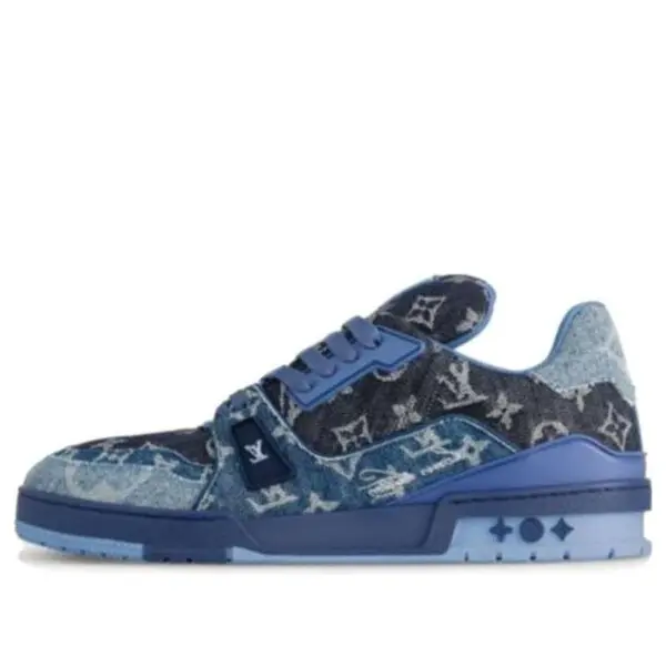 LOUIS VUITTON Trainers Blue Black Denim Monogram - Blue/black
