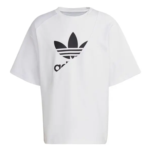 Adidas Originals Bld Tricot In T Logo Sports Splicing Short Sleeve White T-shirt - Multi-color