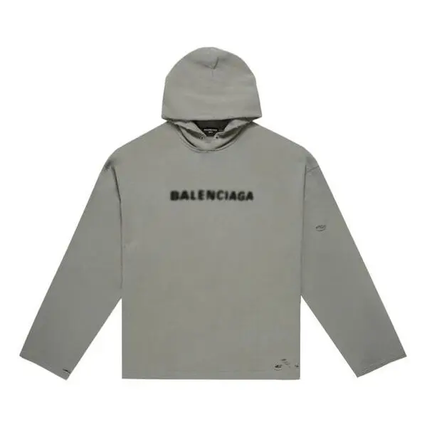 Balenciaga Blurred Logo Distress Hoodie