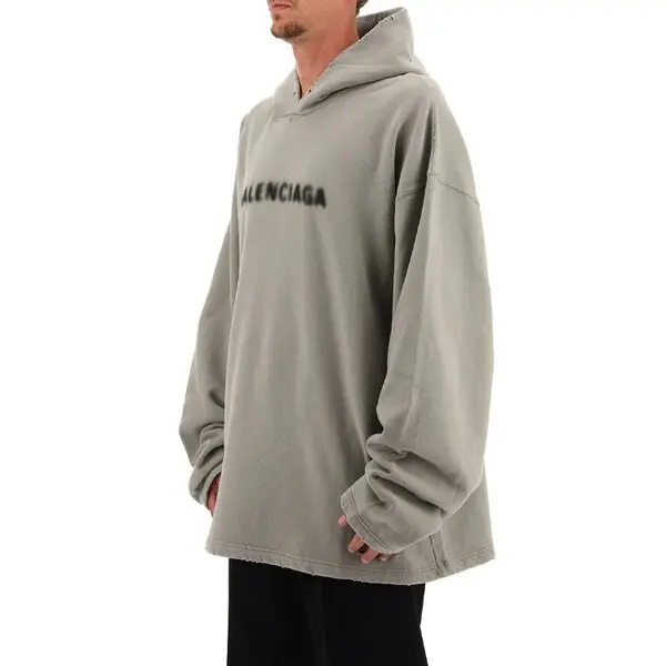 Balenciaga Blurred Logo Distress Hoodie