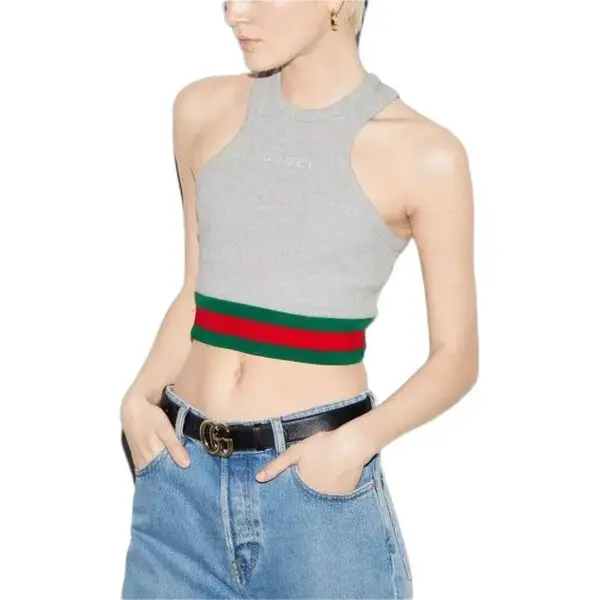 Gucci Ribbed Tank Top With Web Detail