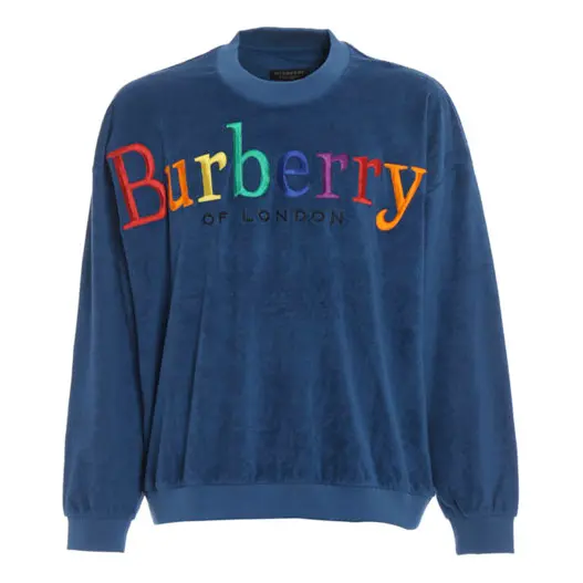 Burberry Terrycloth Sweatshirt With Embroidered Logo - Blue