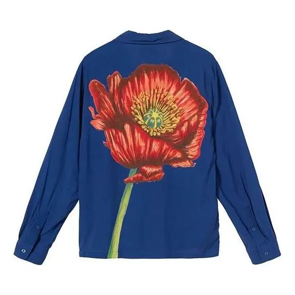 StÜssy Big Poppy Long Sleeve Shirt - Blue