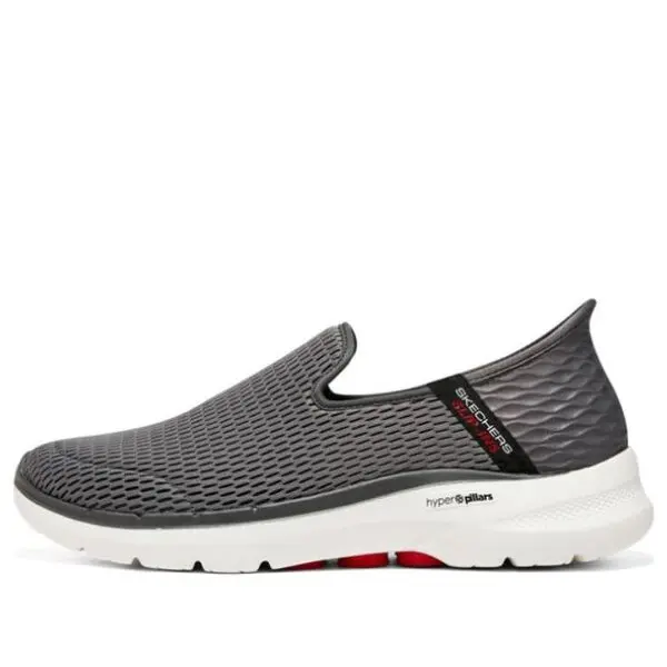 Sketchers Go Walk 6 Slip-on Athletic Shoes - Grey/red/white