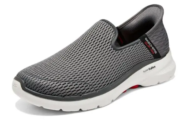 Sketchers Go Walk 6 Slip-on Athletic Shoes - Grey/red/white