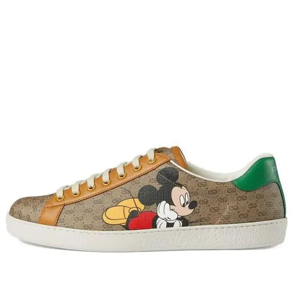 Gucci Disney X Ace Low Top Sneakers With Mickey Mouse Graphic - Brown